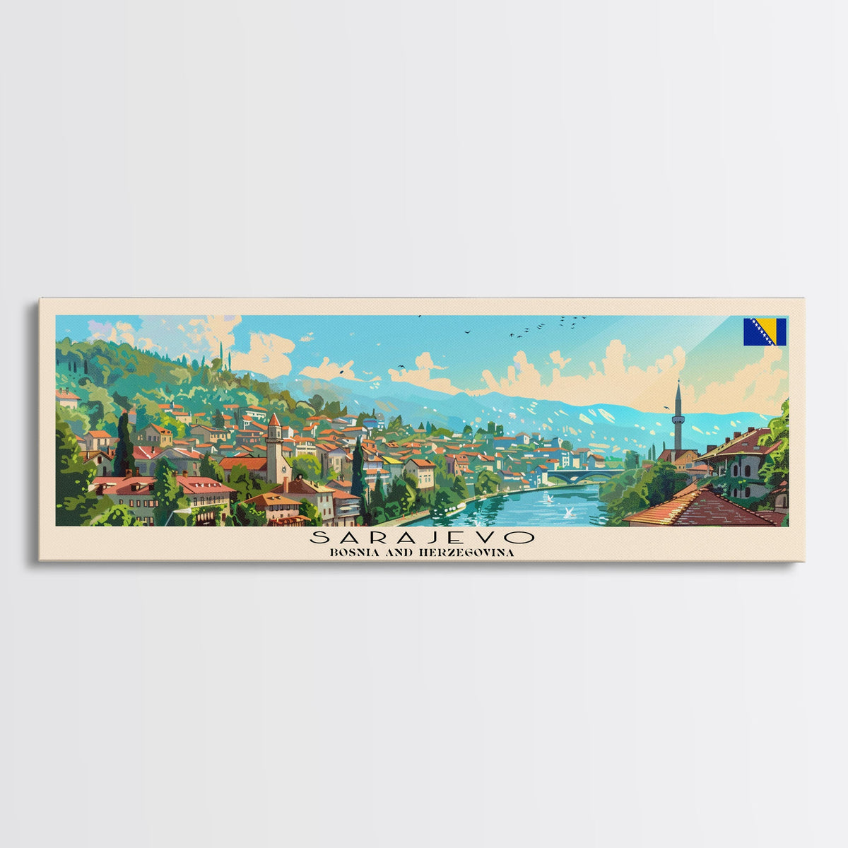 Sarajevo Bosnia Travel Art, City Art, Framed Canvas Print or Metal Wal