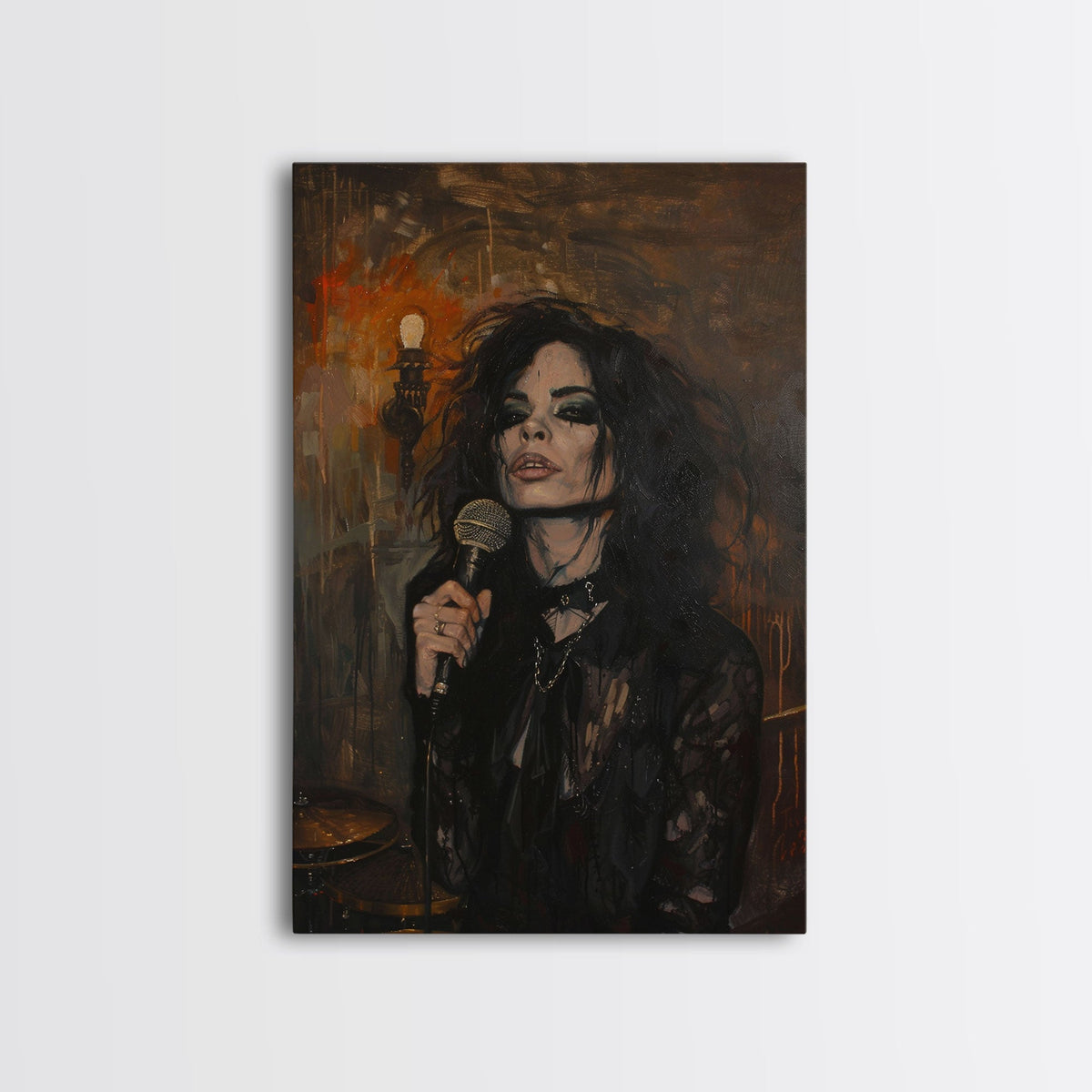 Gothic Singer with Dark Makeup - Halloween Art, Gothic Art, Spooky Dec