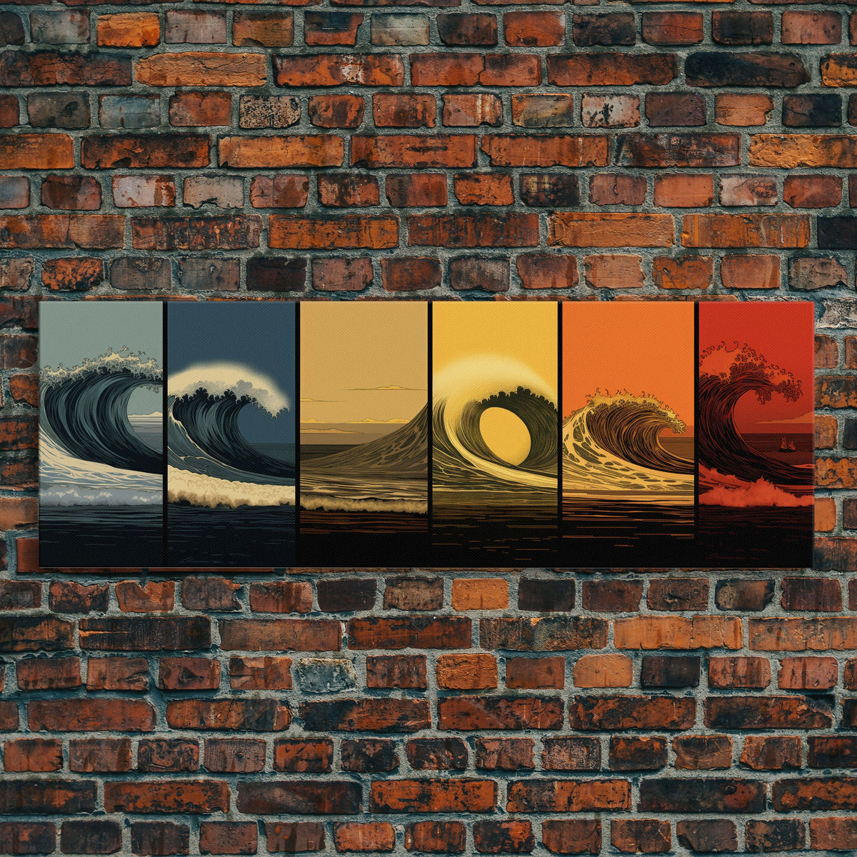 Warhol Inspired Pop Art Print, 6 Phases Of The Ocean Wave, Sunset To S