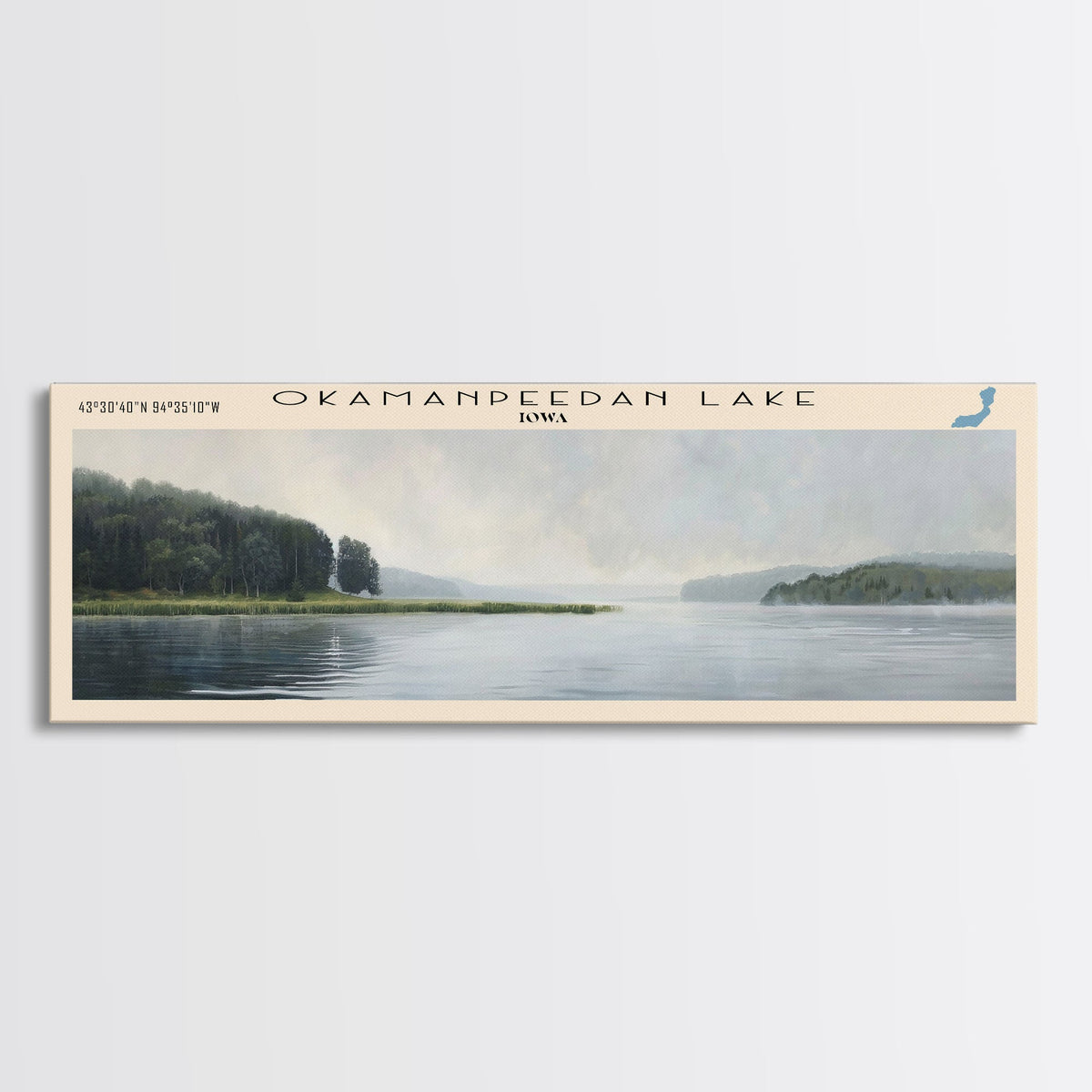 Okamanpeedan Lake Tuttle Lake Iowa Framed Canvas Print, Lake House Dec