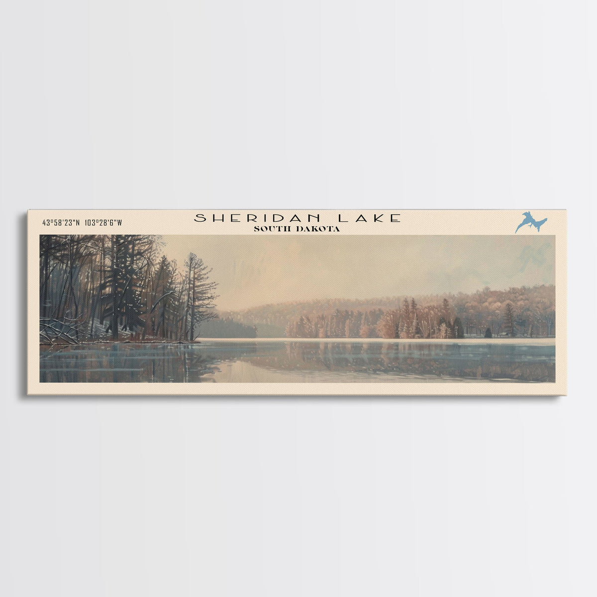 Sheridan Lake South Dakota Panoramic Framed Canvas Print, Lake House D