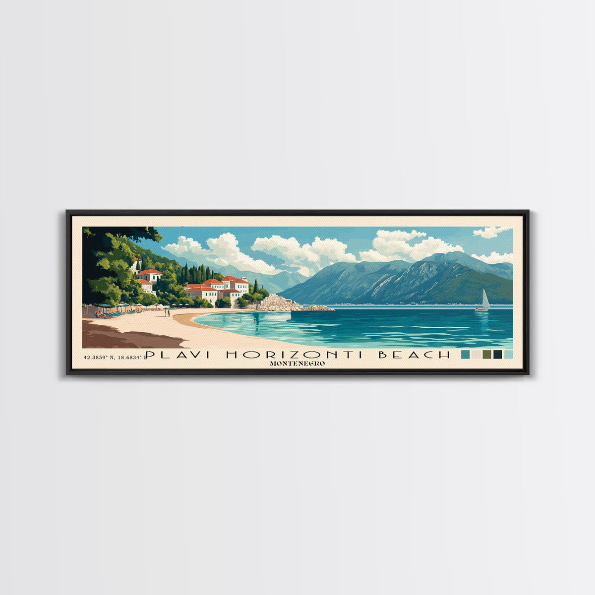 Plavi Horizonti Beach, Montenegro Panoramic Print, Vacation Gift, Mont