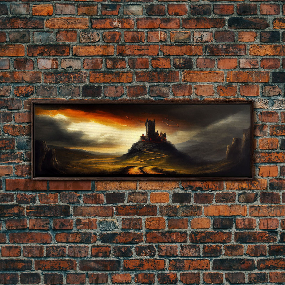 Panoramic Dark Fantasy Wall Art, Framed Canvas, Wood Frame Art, The Da