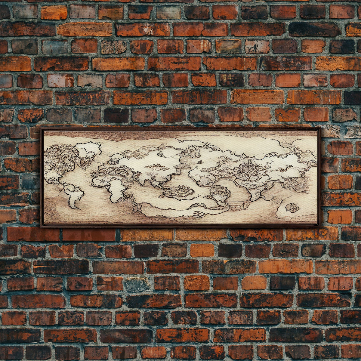 RPG World Map Concept Art, Ready To Hang Canvas Print, Panoramic Art,