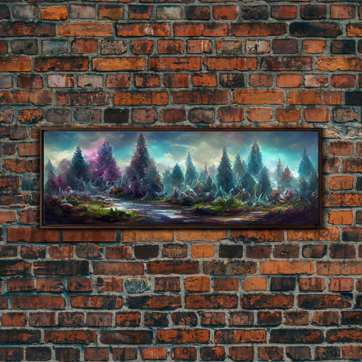 High Fantasy Forest Wall Art, Ready To Hang Canvas Print, Panoramic Ar