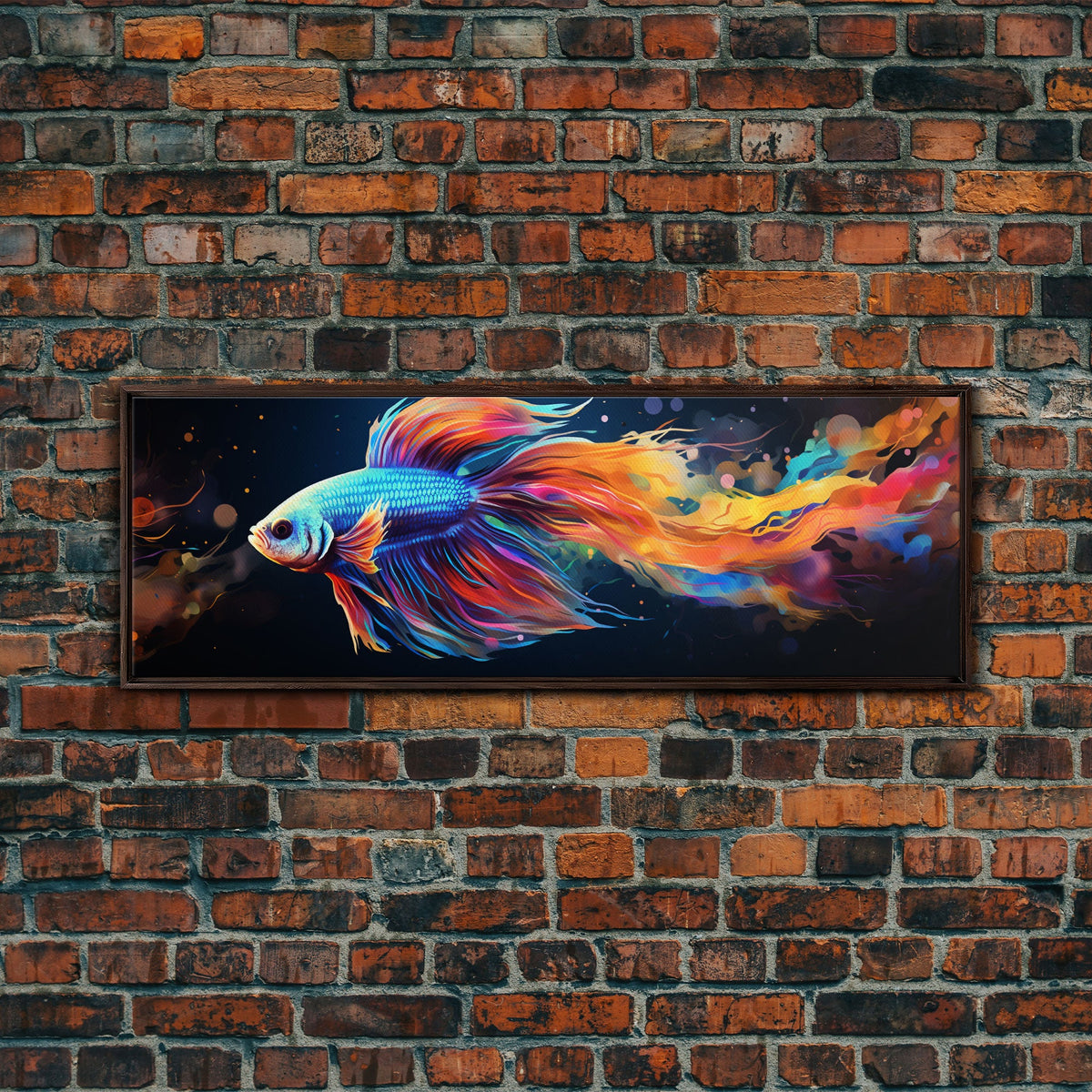 Betta Fish Painting Wall Art, Framed Canvas Print, Siamese Fighting Fi