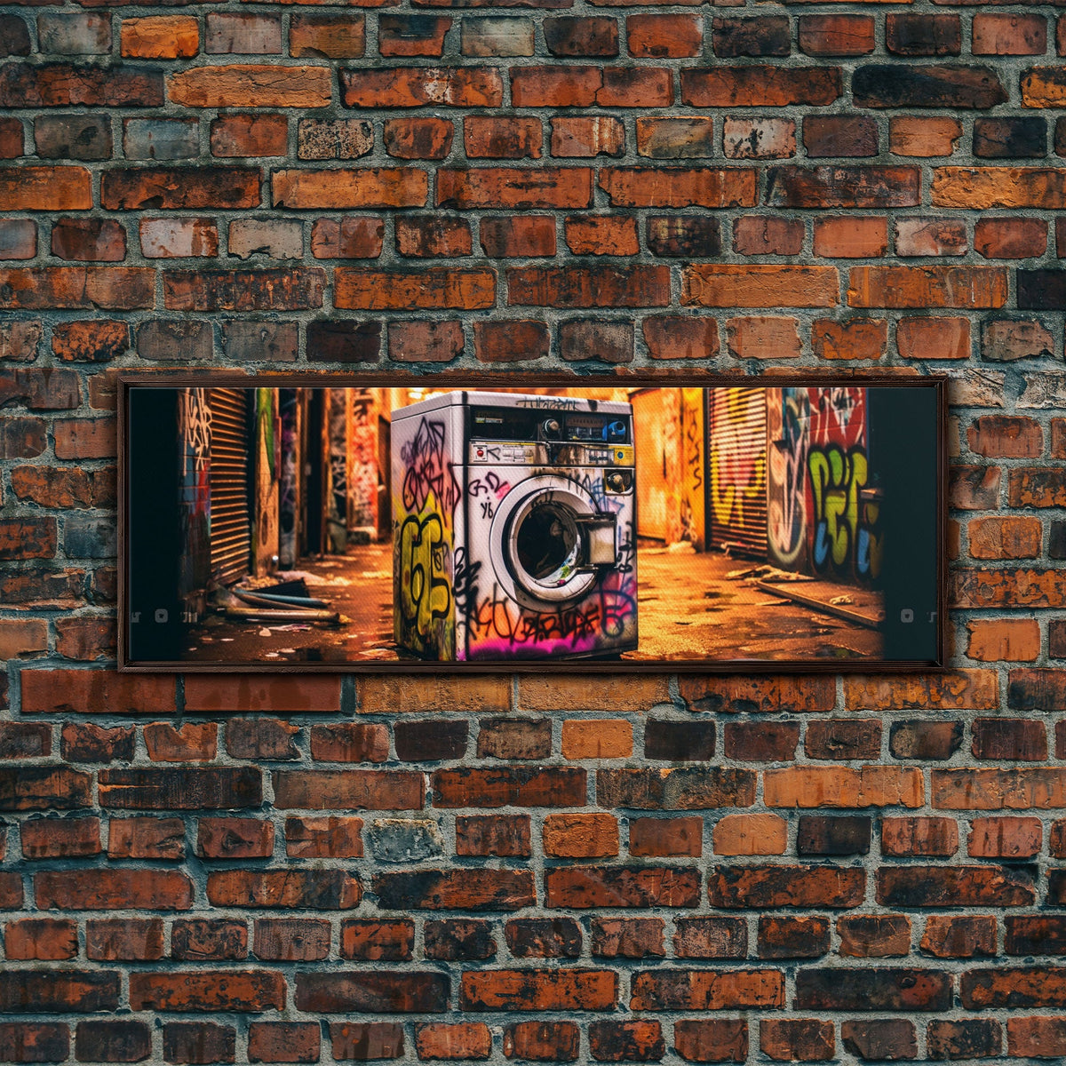 Graffiti Punk Wall Art, Street Art, Framed Canvas Print, Urban Decay W