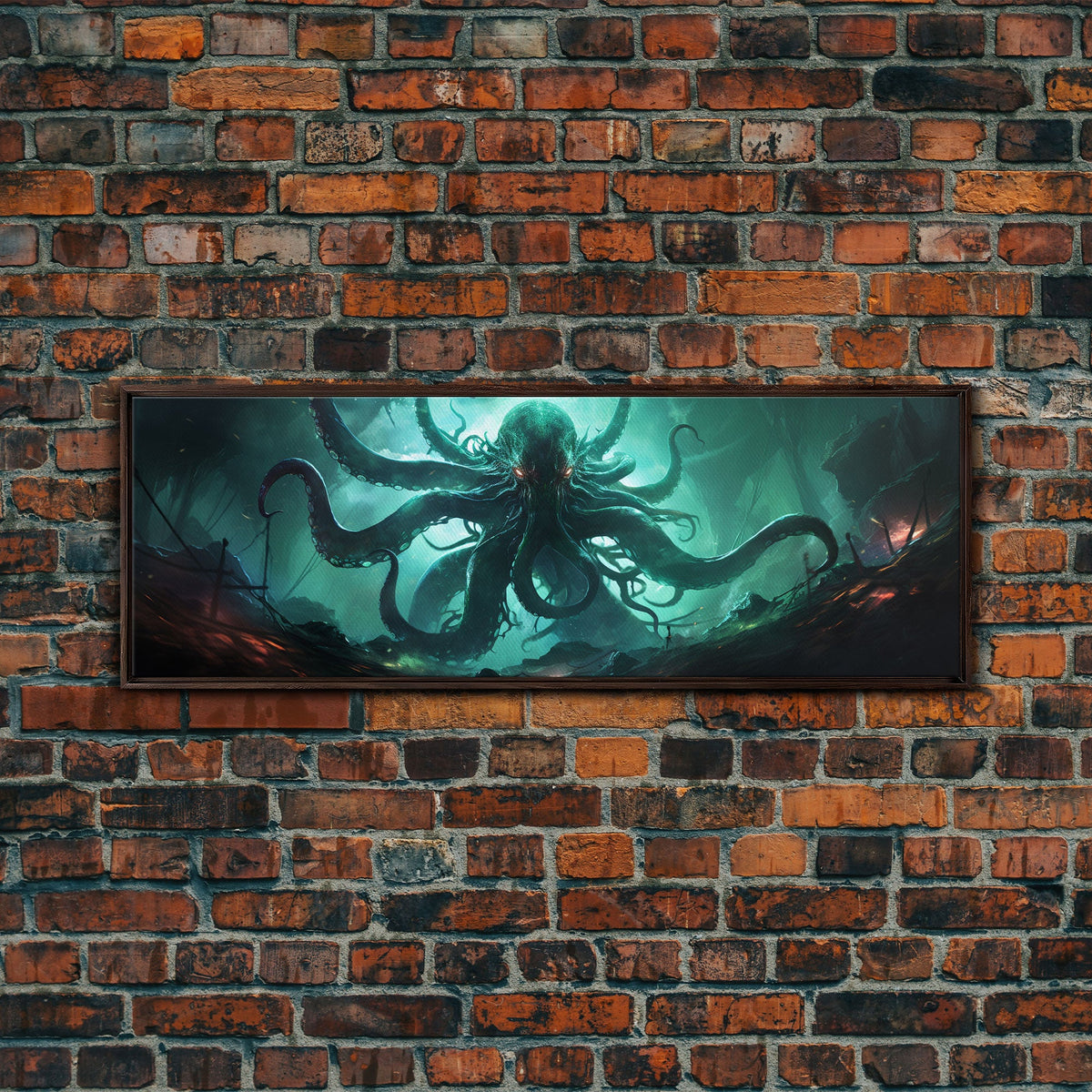 Rise Of Cthulhu Framed Canvas Print, Panoramic Call of Cthulhu H.P. Lo