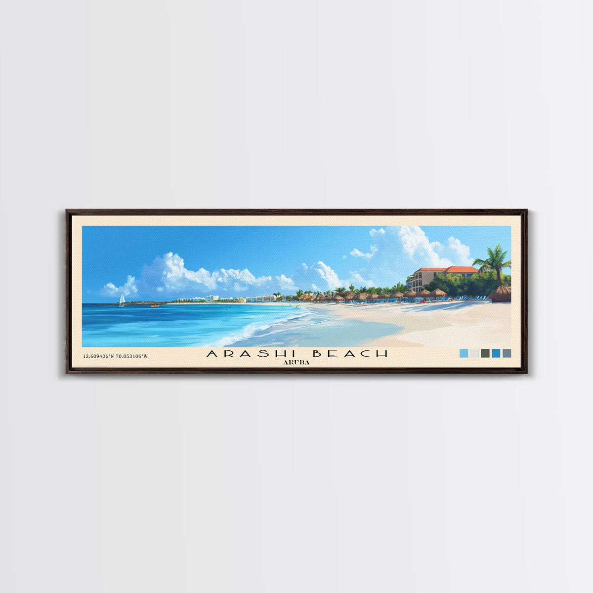 Arashi Beach, Aruba Panoramic Print, Vacation Gift, Aruba Wall Art, Be