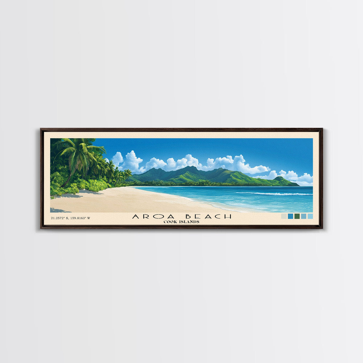 Aroa Beach, Cook Islands Panoramic Beach Print, Vacation Gift, Cook Is
