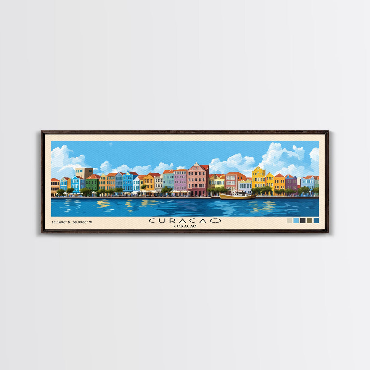 Curacao, Curacao Panoramic Print, Vacation Gift, Curacao Wall Art, Bea