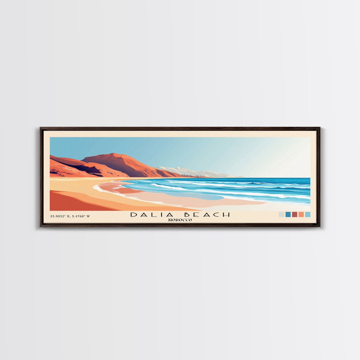 Dalia Beach, Morocco Panoramic Beach Print, Vacation Gift, Morocco Wal