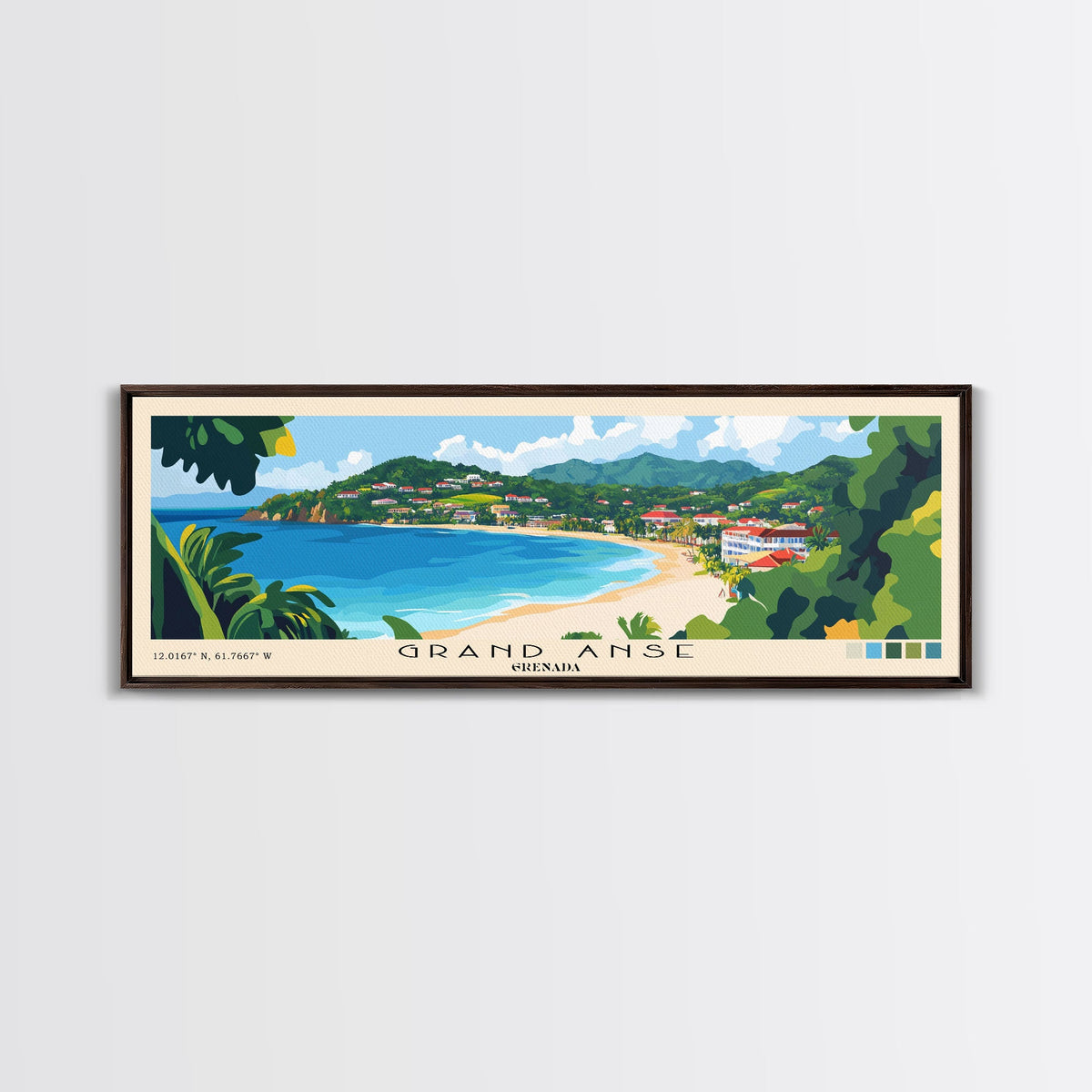 Grand Anse, Grenada Panoramic Print, Vacation Gift, Grenada Wall Art,