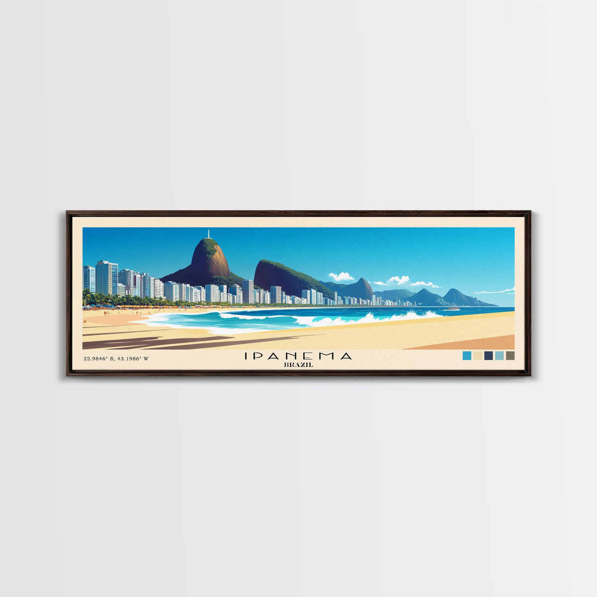 Ipanema, Brazil Panoramic Beach Print, Vacation Gift, Brazil Wall Art,