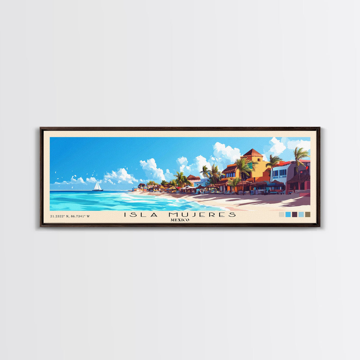 Isla Mujeres, Mexico Panoramic Print, Vacation Gift, Mexico Wall Art,