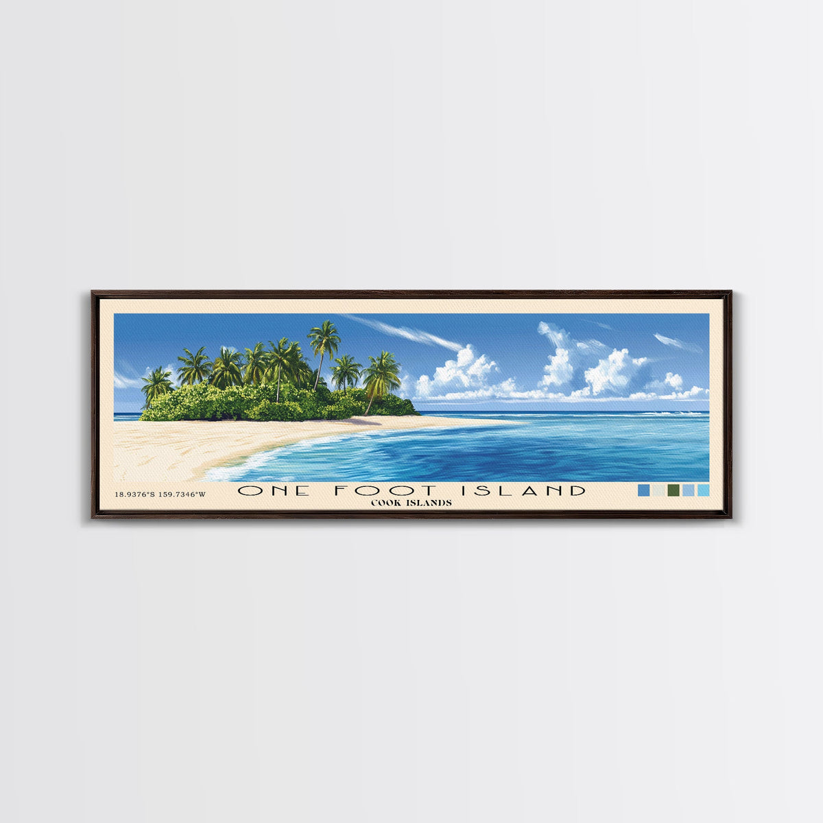 One Foot Island, Cook Islands Panoramic Beach Print, Vacation Gift, Co