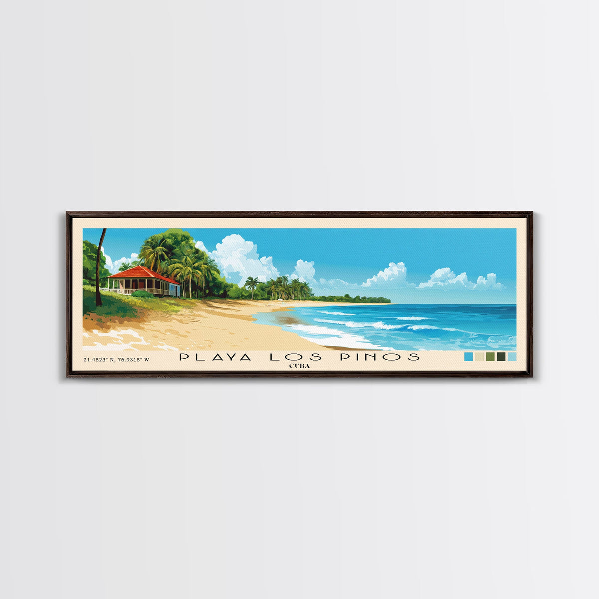 Playa Los Pinos, Cuba Panoramic Print, Vacation Gift, Cuba Wall Art, B