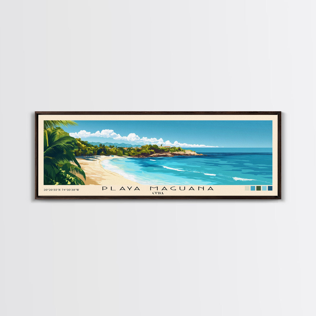 Playa Maguana, Cuba Panoramic Beach Print, Vacation Gift, Cuba Wall Ar