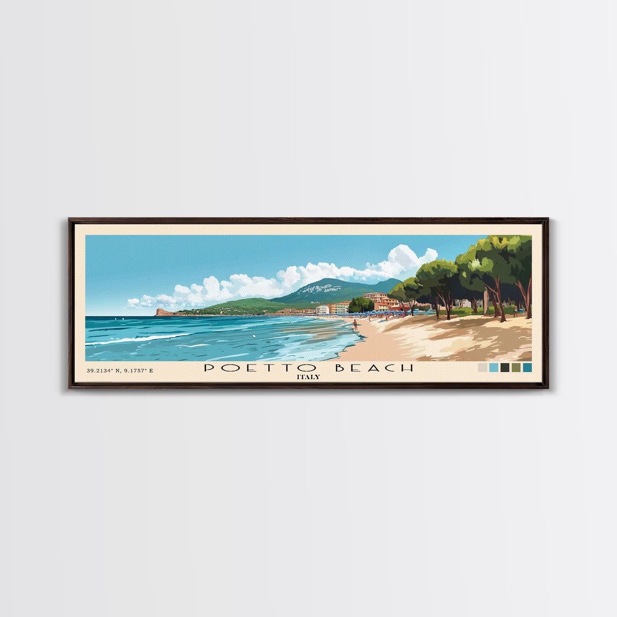 Poetto Beach, Italy Panoramic Print, Vacation Gift, Italy Wall Art, Va