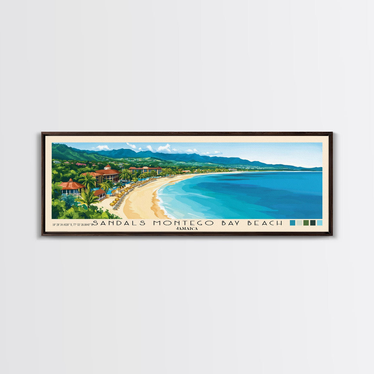 Sandals Montego Bay Beach, Jamaica Panoramic Print, Vacation Gift, Jam