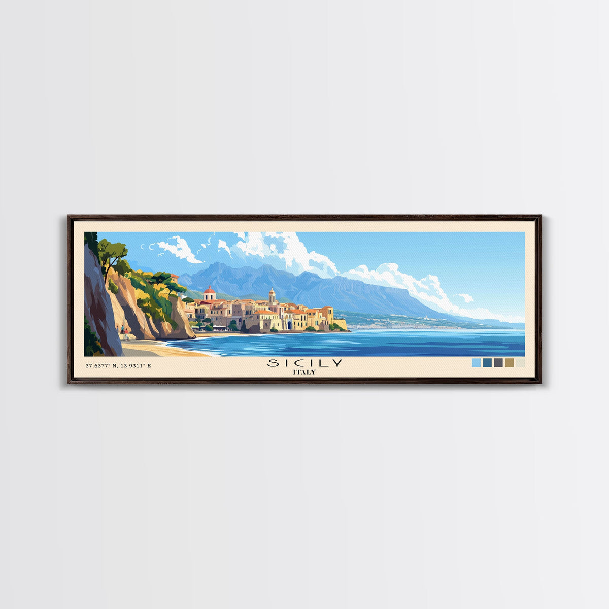 Sicily, Italy Panoramic Beach Print, Vacation Gift, Italy Wall Art, Be