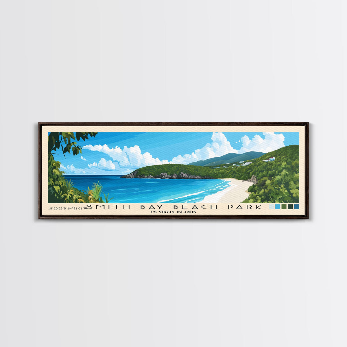 Smith Bay Beach Park, US Virgin islands Panoramic Print, Vacation Gift