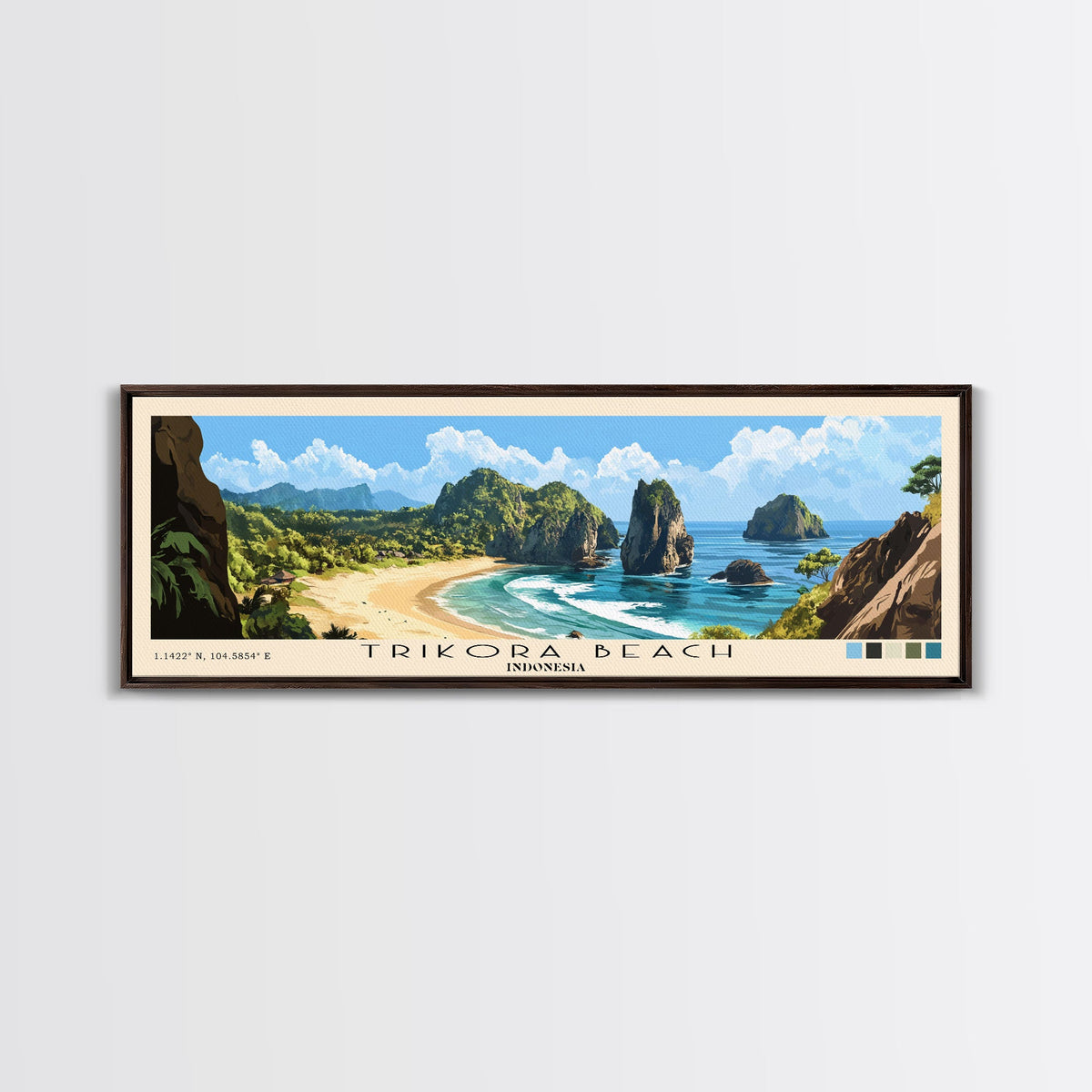 Trikora Beach, Indonesia Panoramic Beach Print, Vacation Gift, Indones