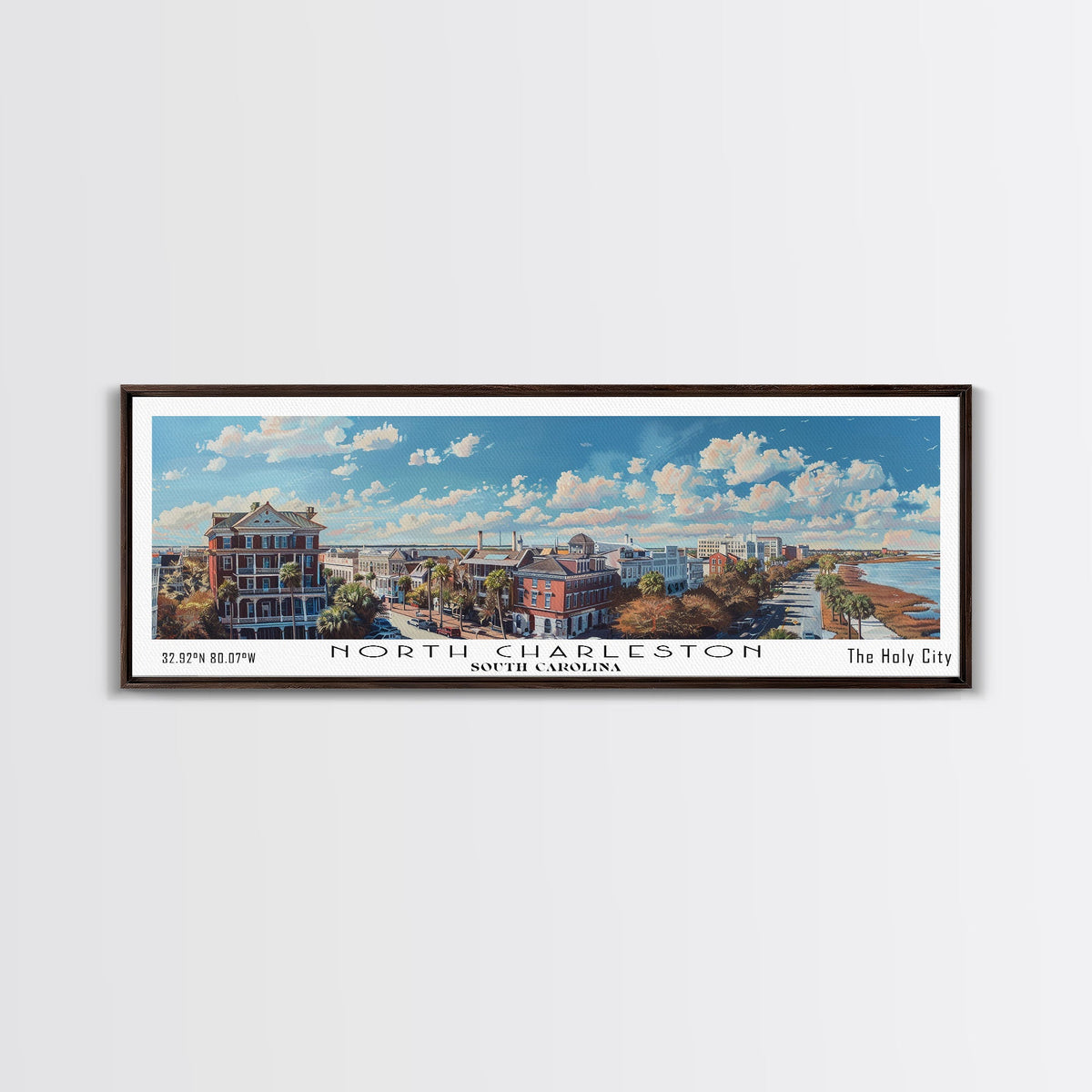 North Charleston South Carolina Panoramic Painting, Framed Canvas Prin