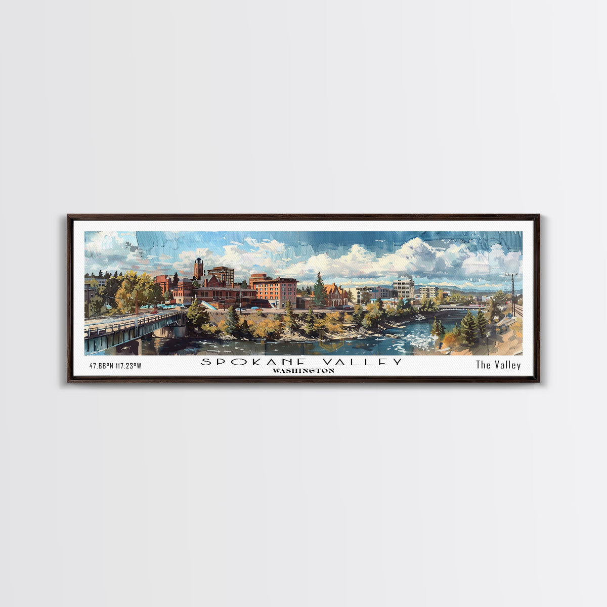 Spokane Valley Washington Travel Poster, Framed Canvas Print, Office A