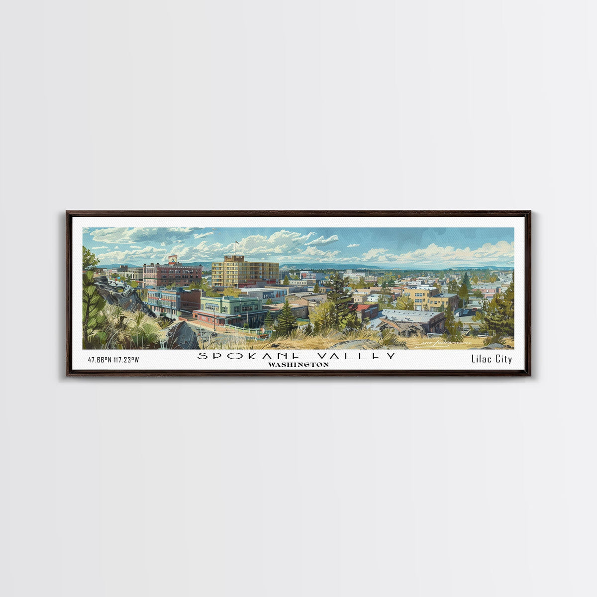 Spokane Valley Washington Travel Poster, Framed Canvas Print, Wall Art