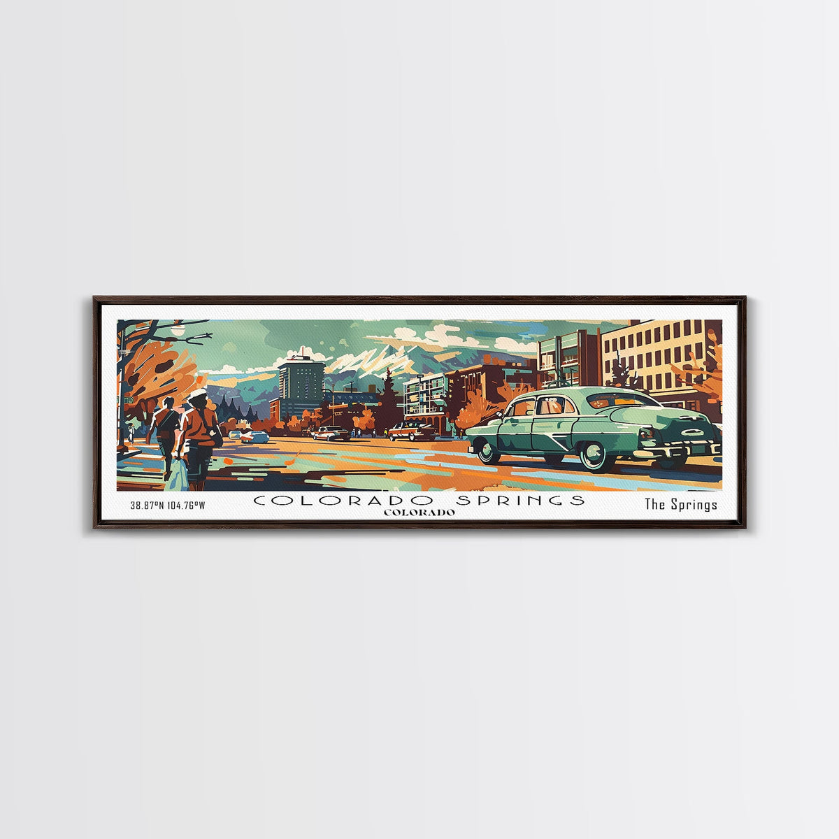 Colorado Springs Colorado Panoramic Wall Art, Retro Pop Art Framed Can