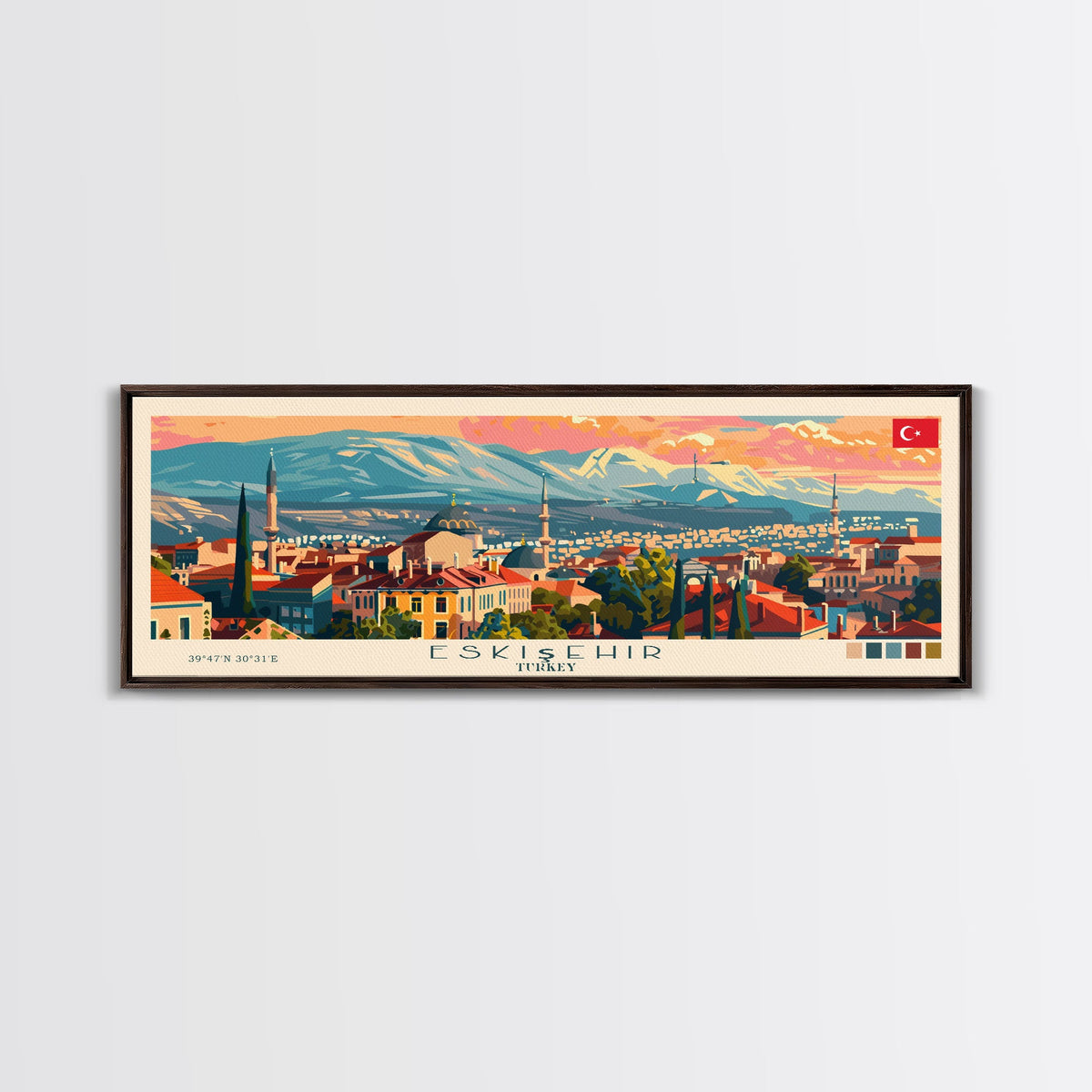 Eskisehir Turkey Panoramic Travel Poster, Framed Canvas Print or Metal