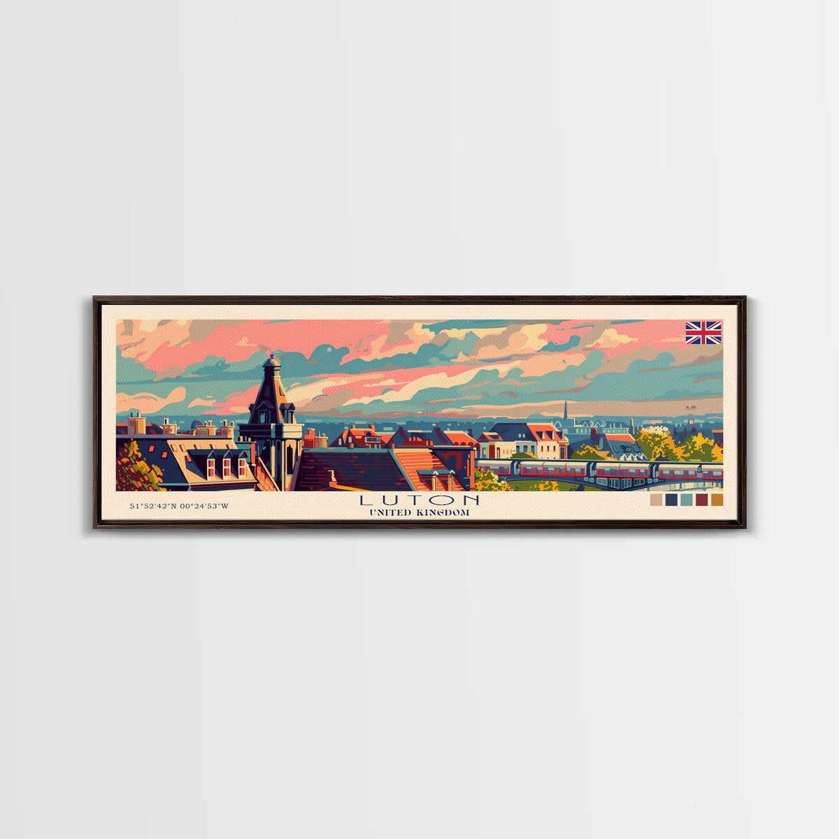 Luton United Kingdom Travel Art, City Art, Framed Canvas Print or Meta