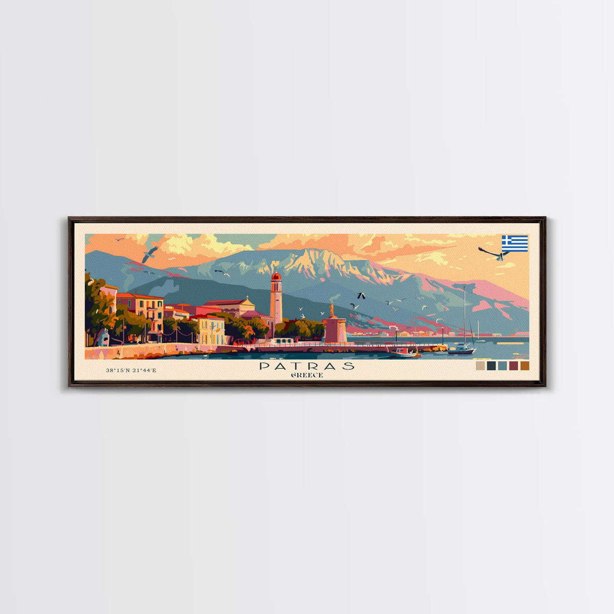 Patras Greece Travel Art, City Art, Framed Canvas Print or Metal Wall