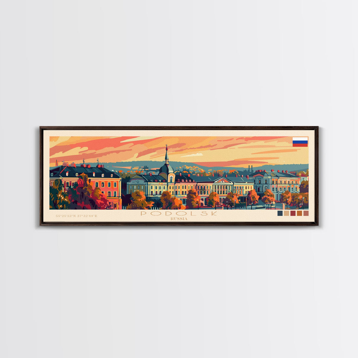 Podolsk Russia Panoramic Travel Poster, Framed Canvas Print or Metal W