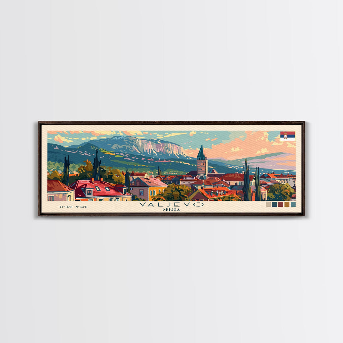 Valjevo Serbia Panoramic Travel Poster, Framed Canvas Print or Metal W