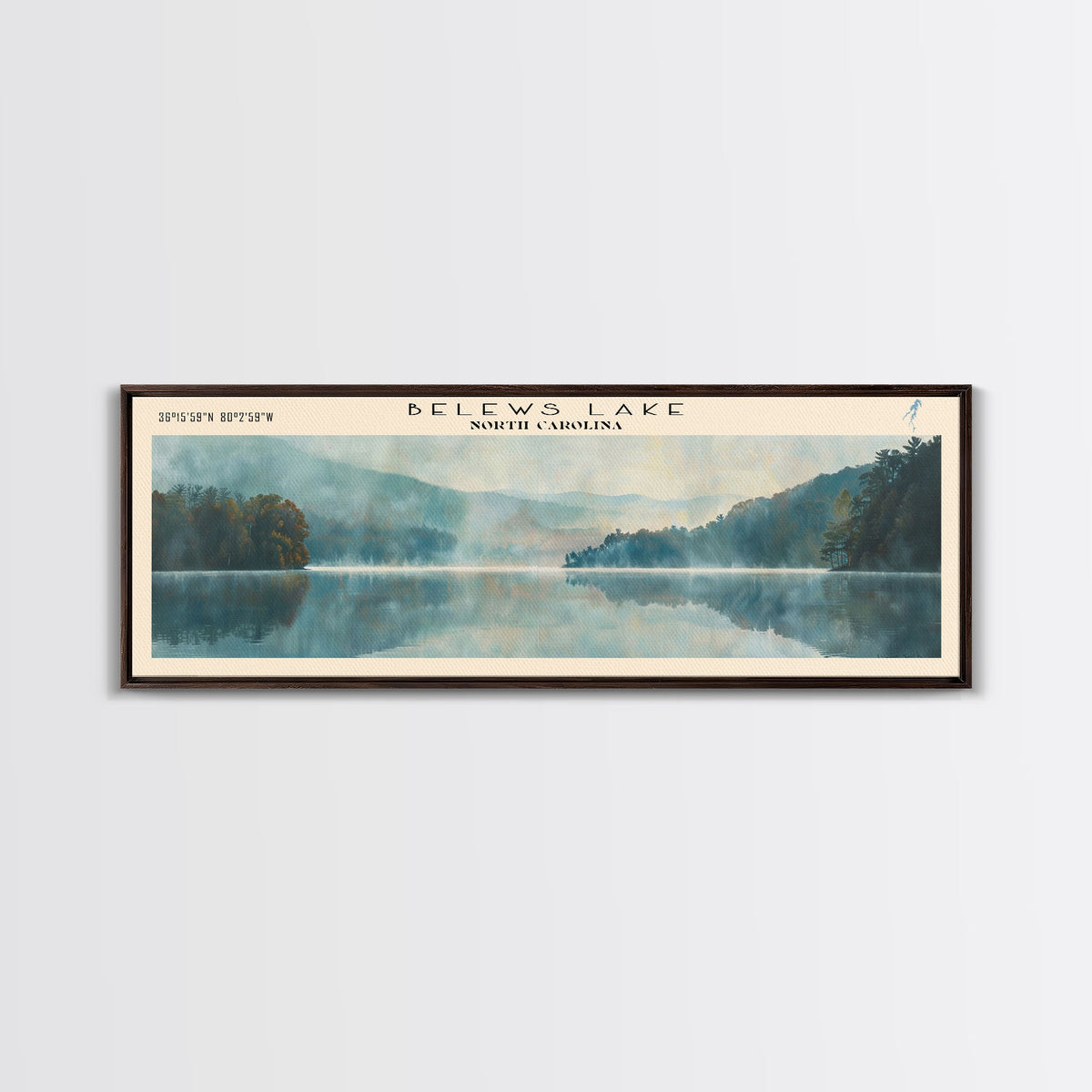 Belews Lake North Carolina Panoramic Framed Canvas Print, Lake House D