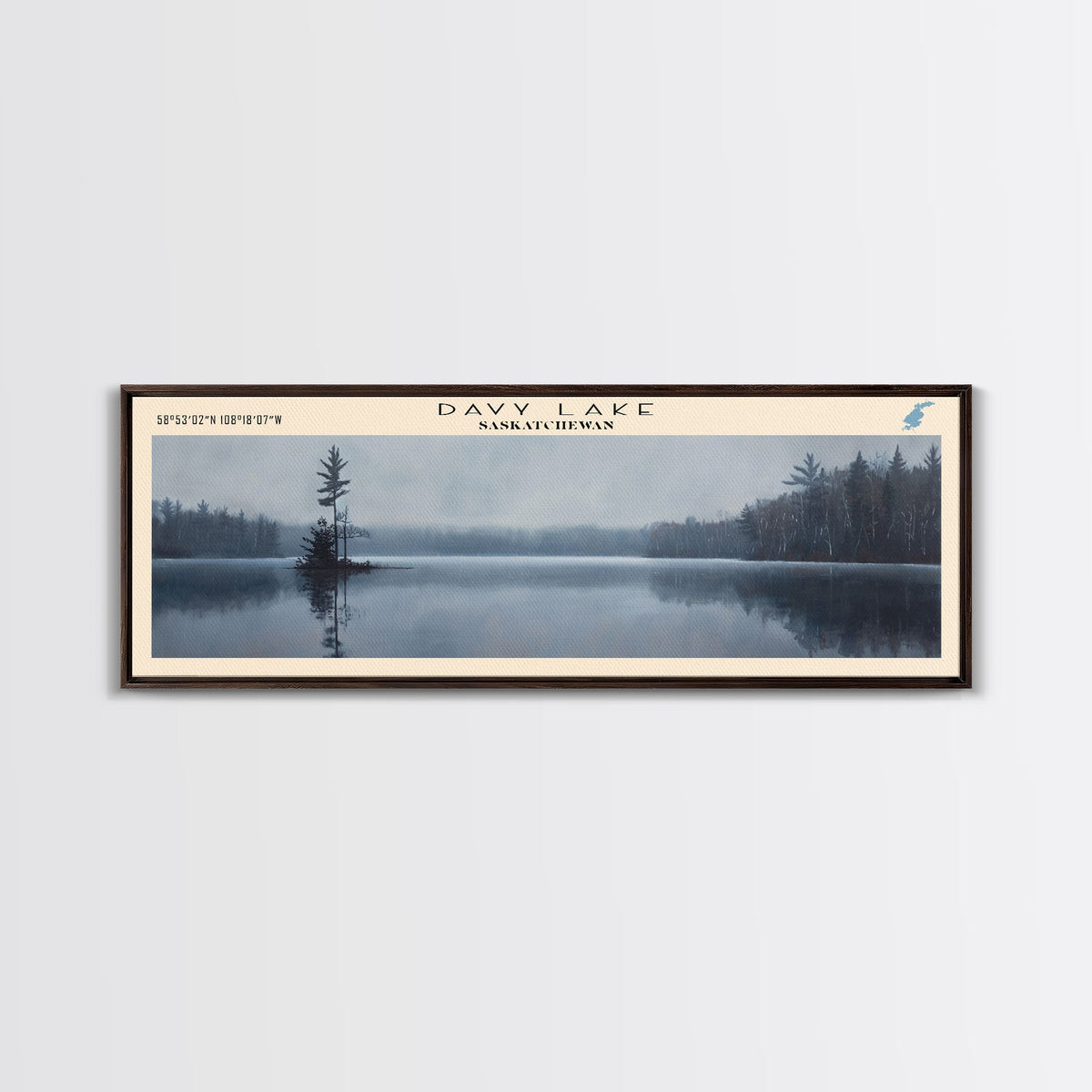 Davy Lake Framed Canvas Print, Lake House Decor, Panoramic Wall Art, T