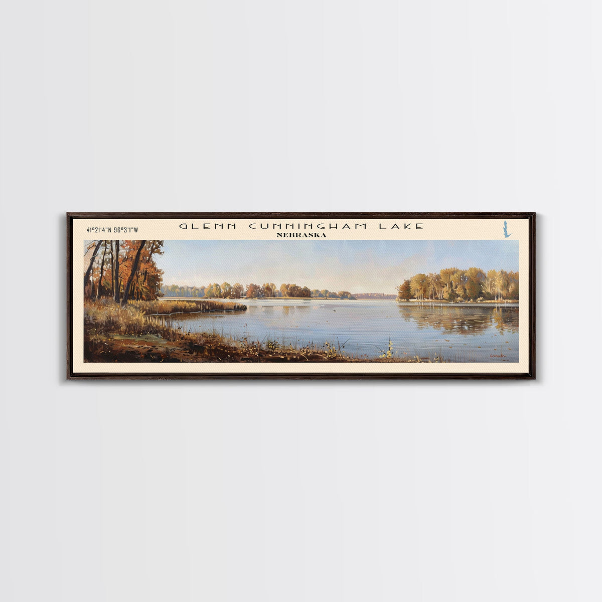 Glenn Cunningham Lake Nebraska Framed Canvas Print, Lake House Art, Pa