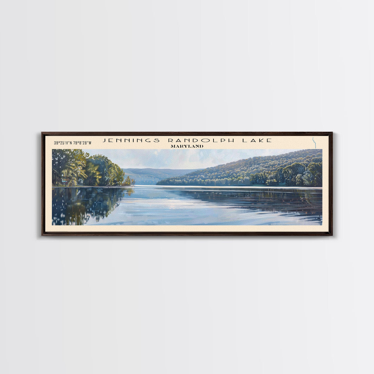 Jennings Randolph Lake Maryland Framed Canvas Print, Panoramic Lake Ho