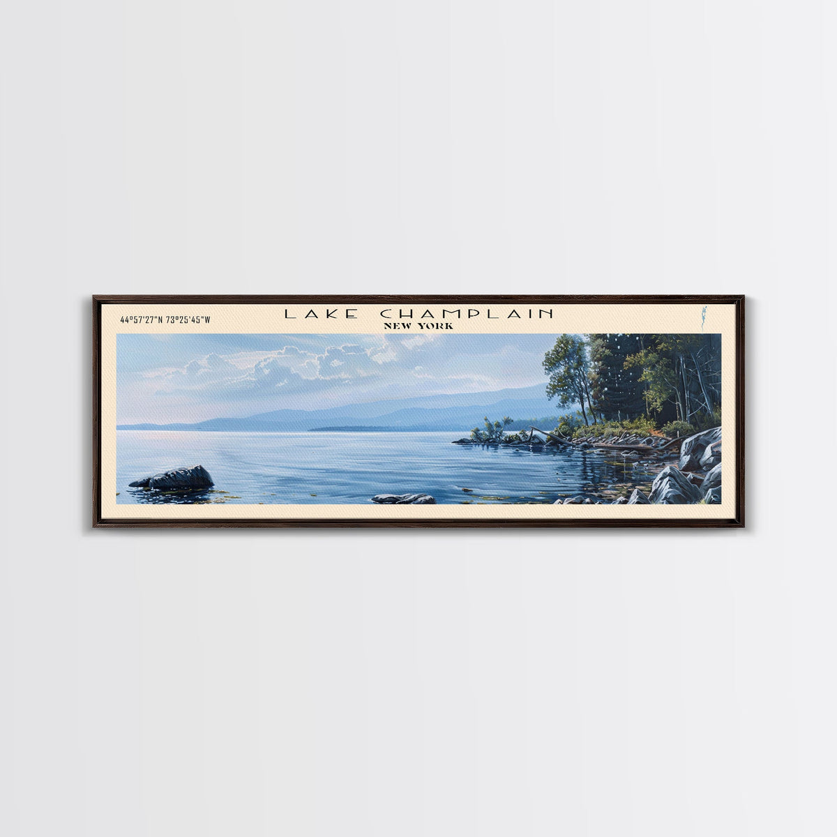 Lake Champlain Framed Canvas Print, Lake House Art, Panoramic Wall Art