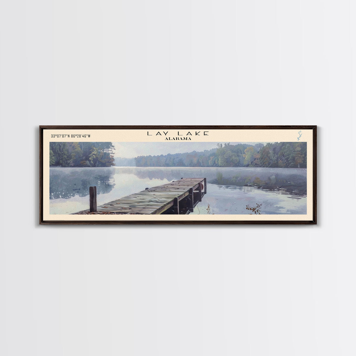 Lay Lake Alabama Framed Canvas Print, Lake House Decor, Panoramic Wall