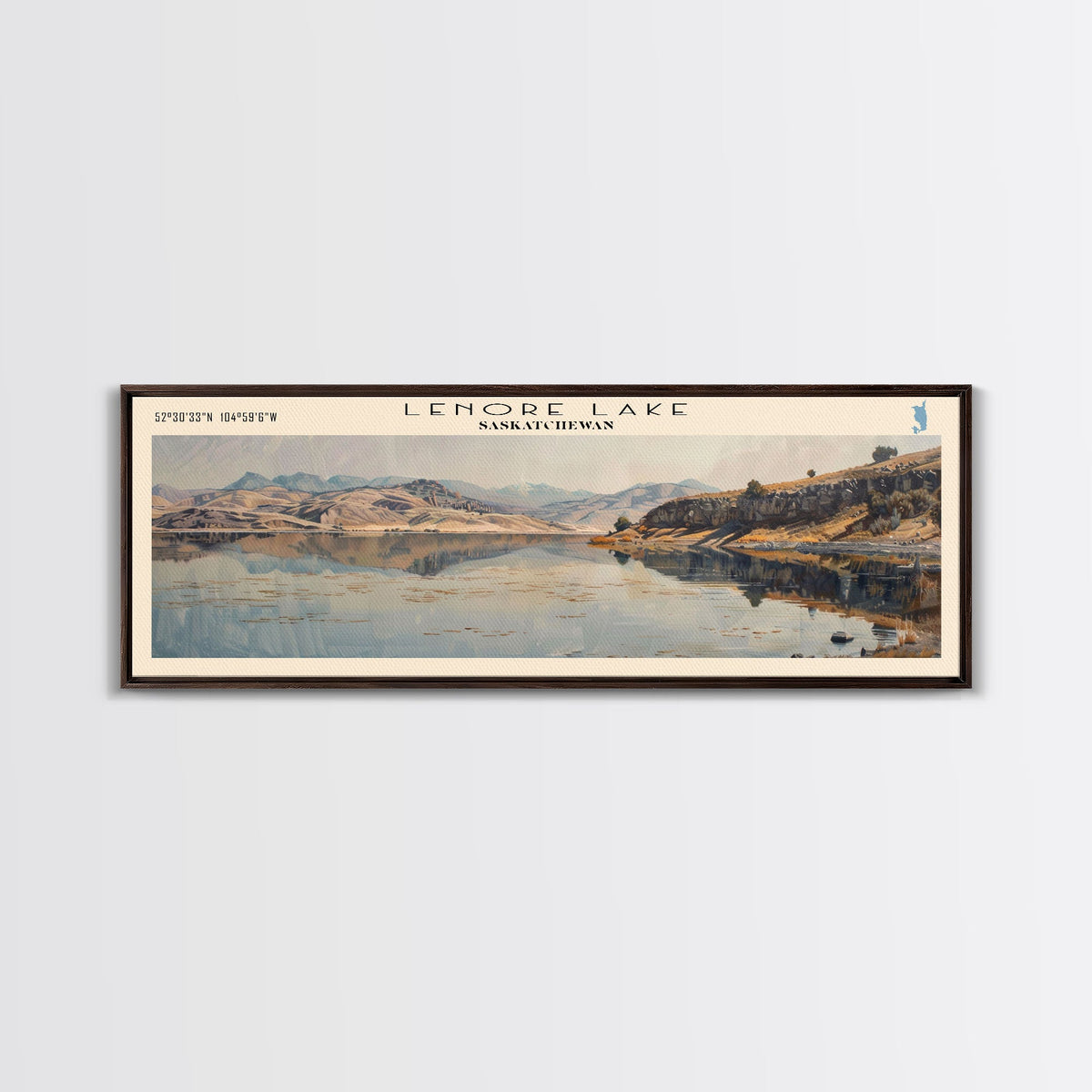 Lenore Lake Framed Canvas Print, Lake House Decor, Panoramic Wall Art,