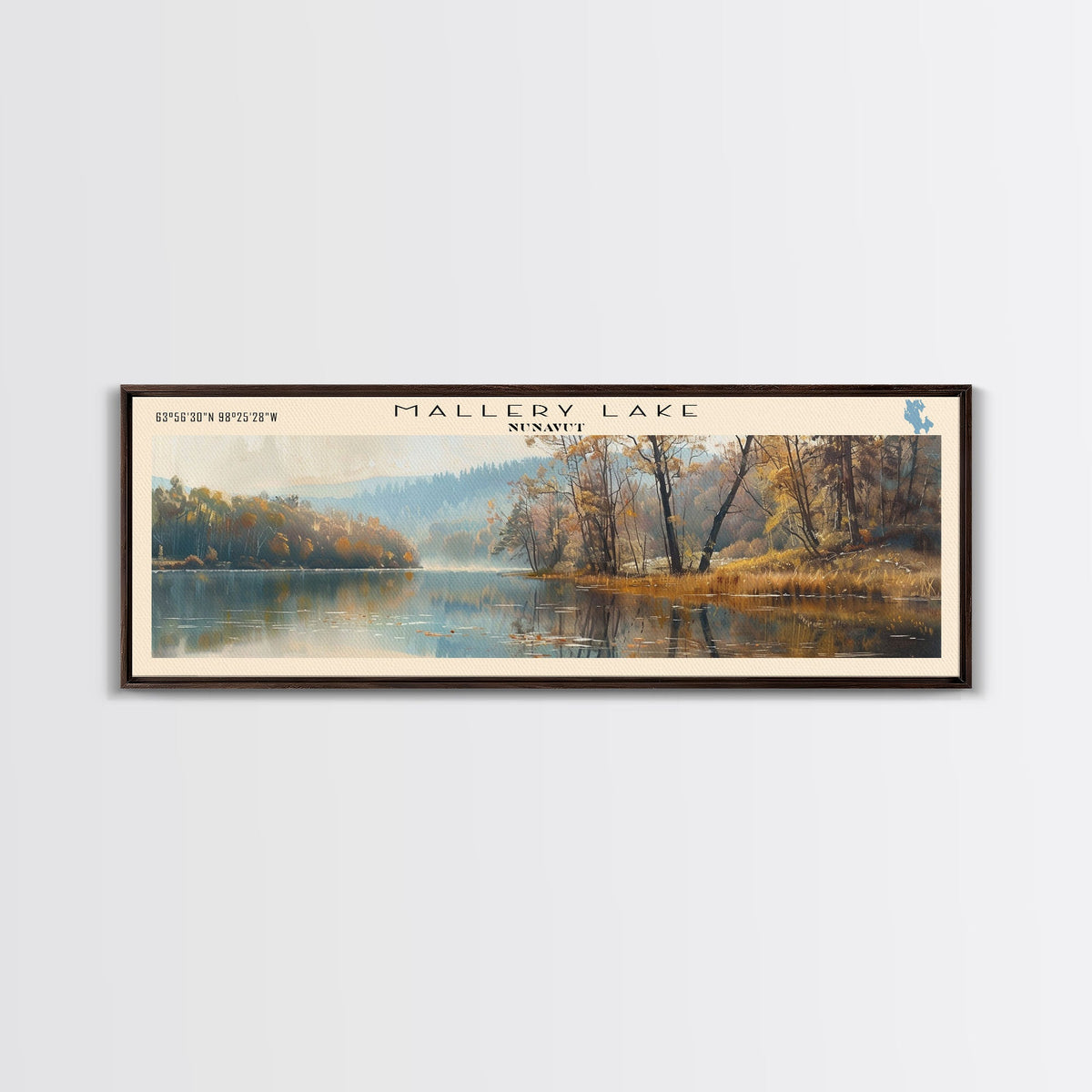 Mallery Lake Framed Canvas Print, Lake House Decor, Panoramic Wall Art