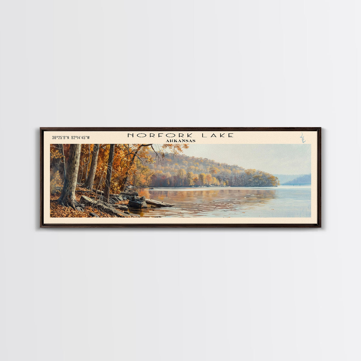 Norfork Lake Arkansas Framed Canvas Print, Lake House Decor, Panoramic