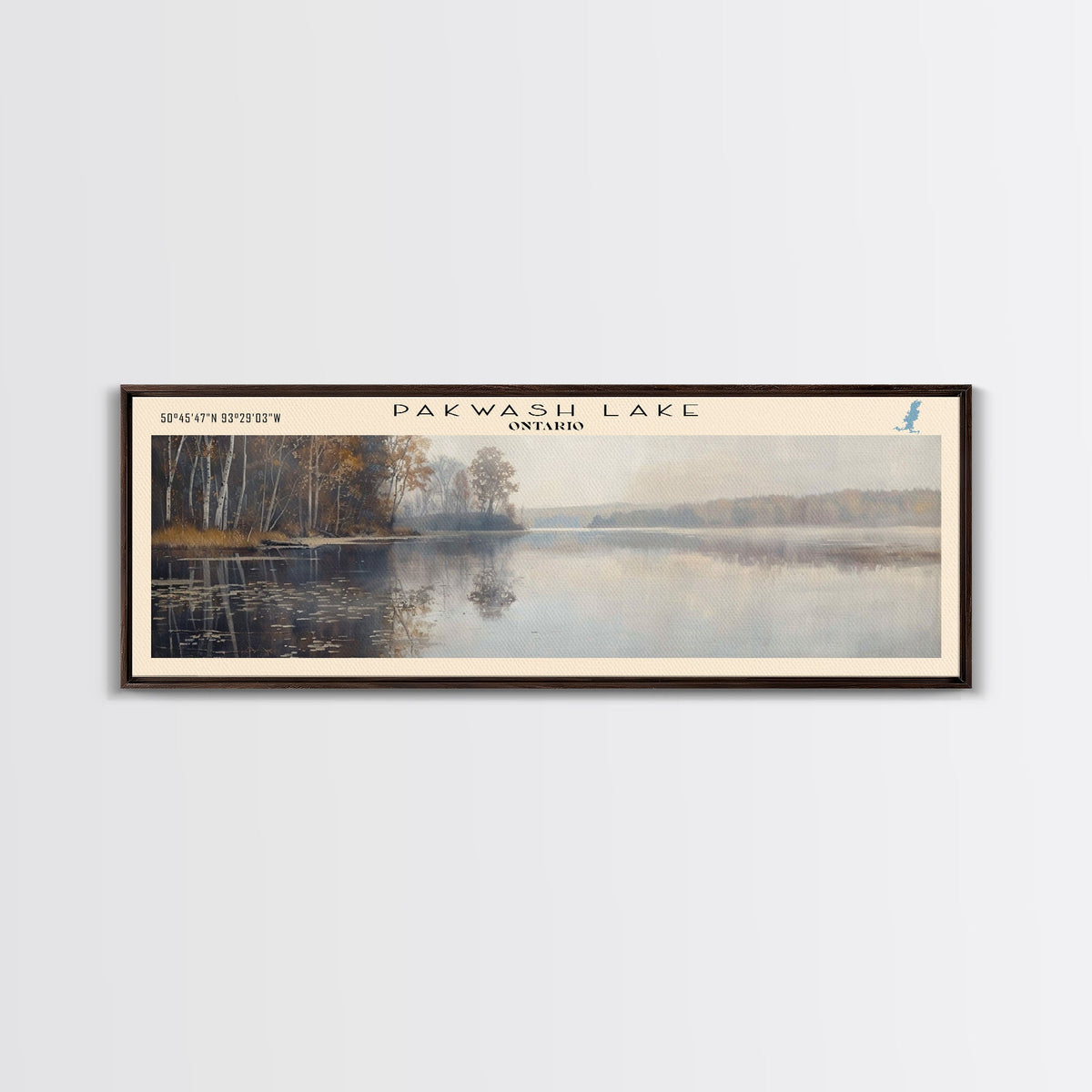 Pakwash Lake Framed Canvas Print, Lake House Decor, Panoramic Wall Art