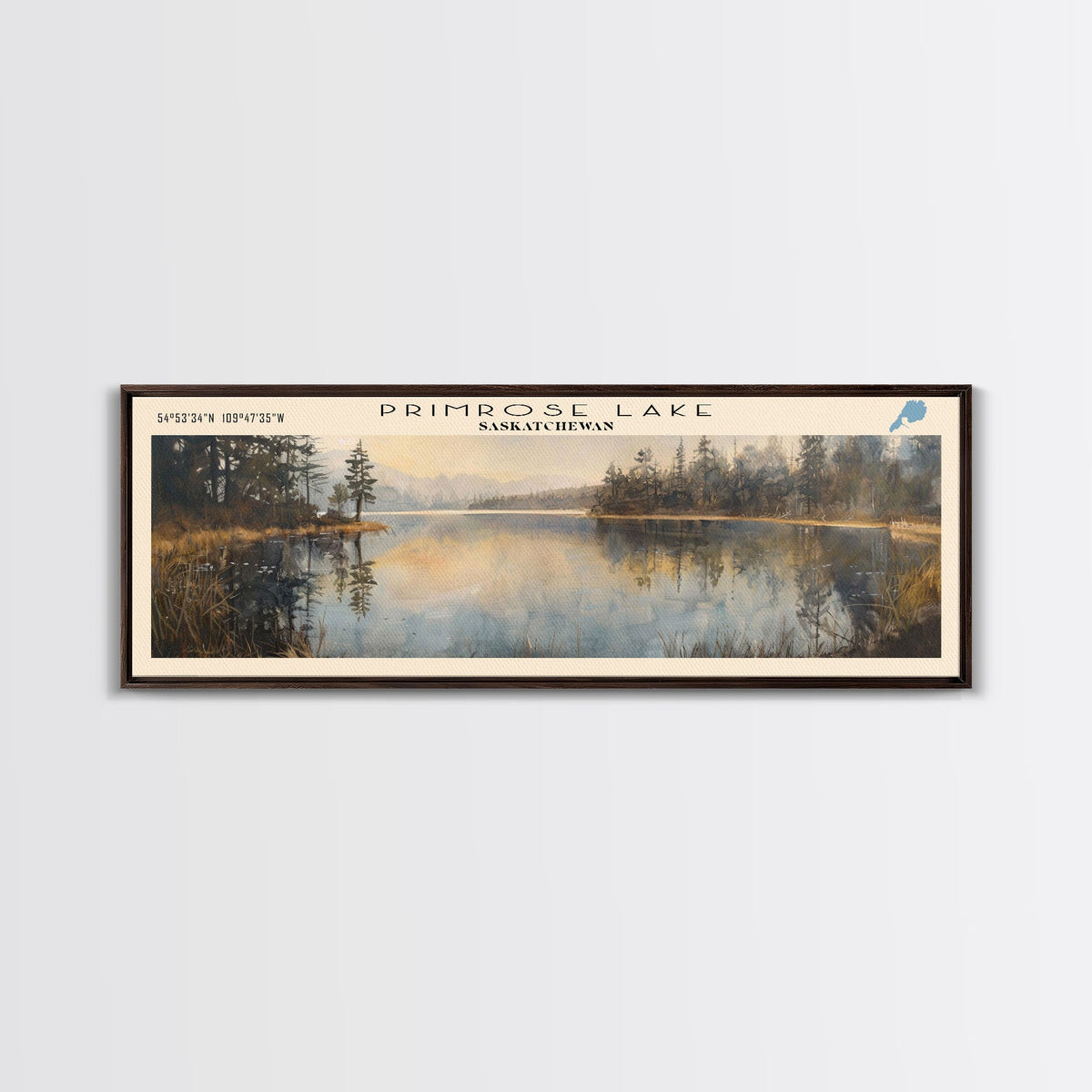 Primrose Lake Framed Canvas Print, Lake House Decor, Panoramic Travel
