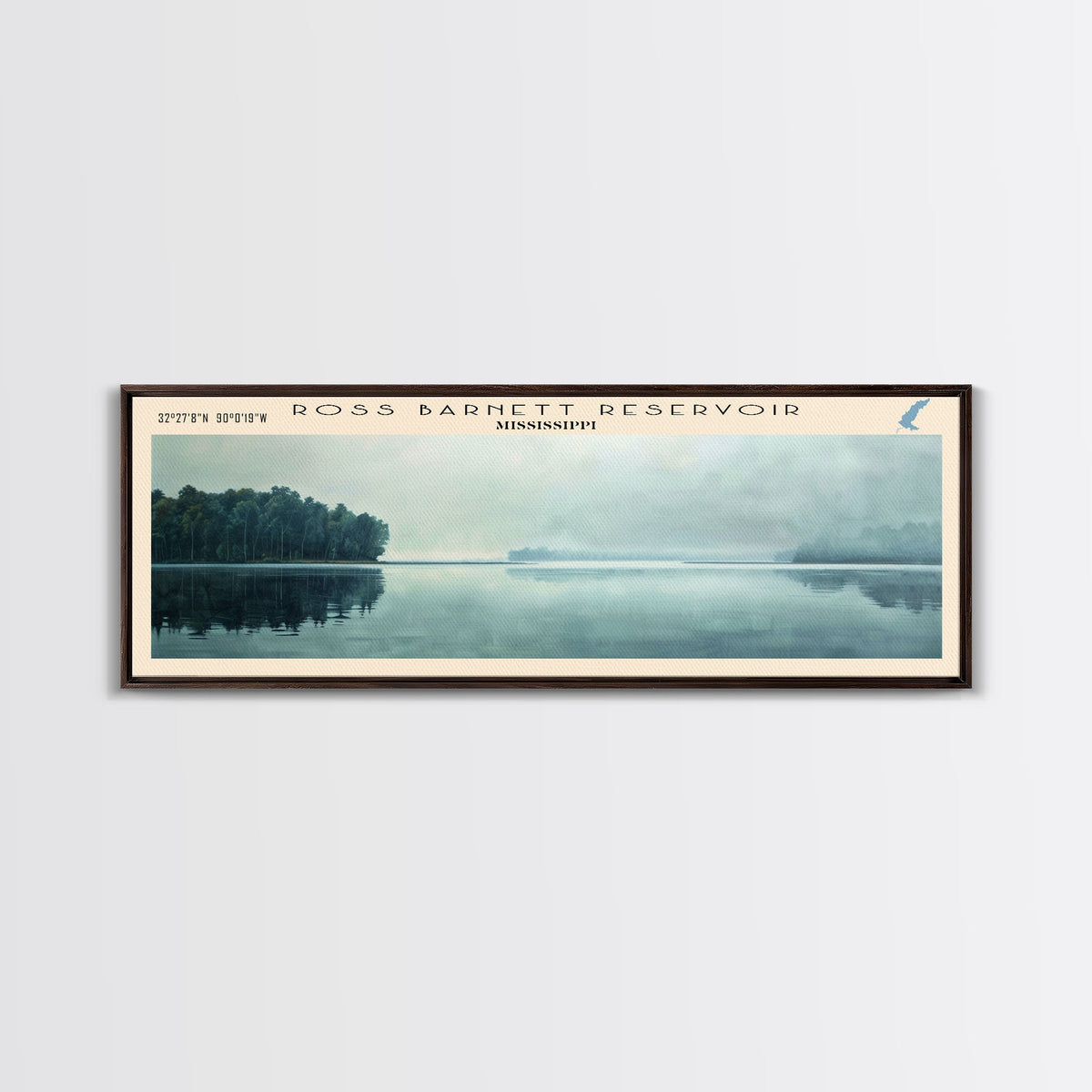 Ross Barnett Reservoir Mississippi Framed Canvas Print, Lake House Dec