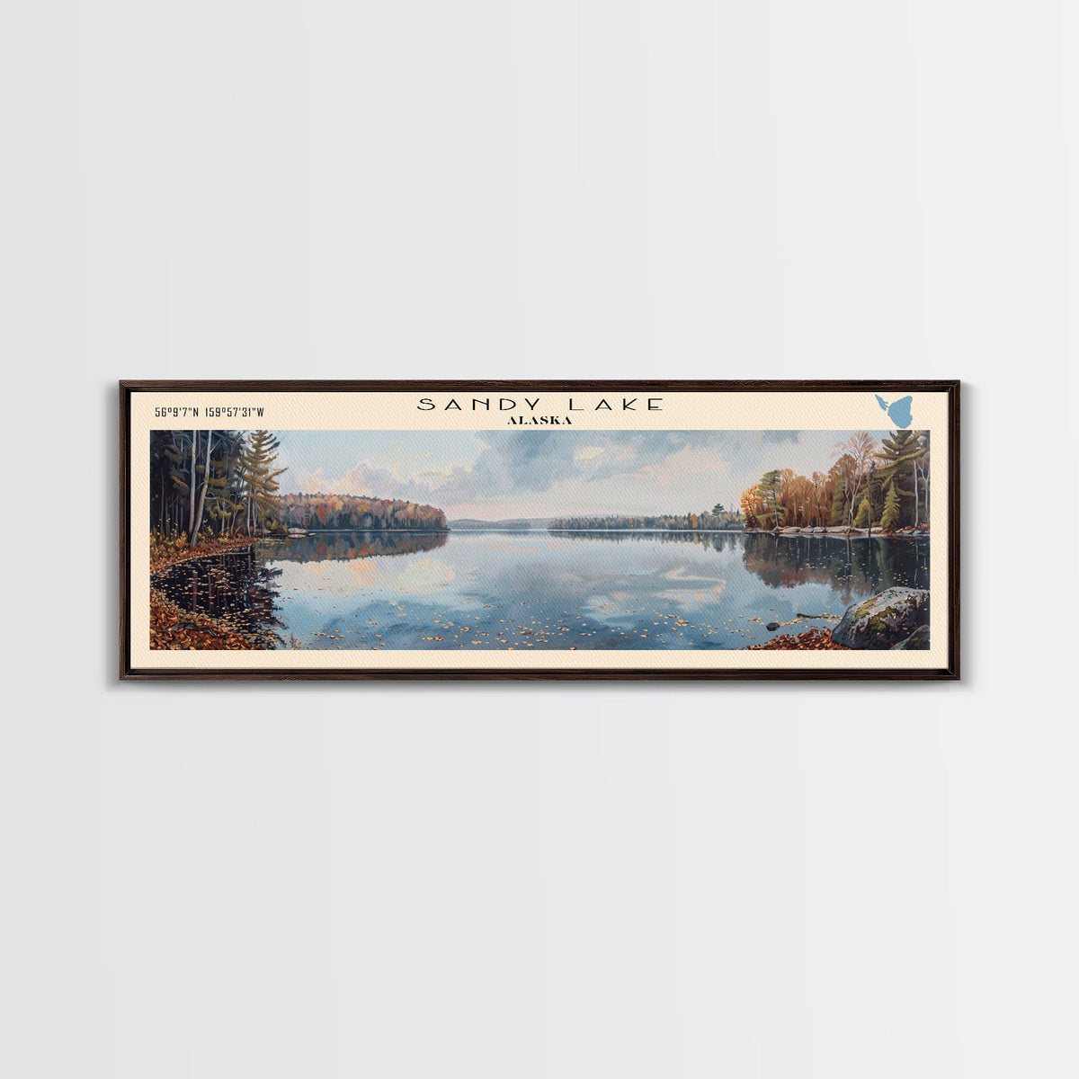Silver Lake Delaware Panoramic Framed Canvas Print, Lake House Decor,