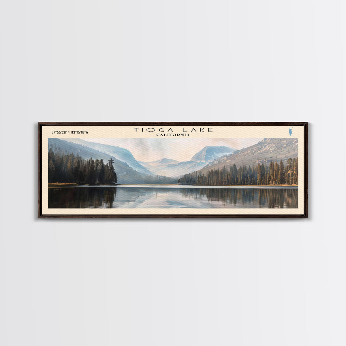 Tioga Lake California Panoramic Wall Art, Framed Canvas Print, Lake Ho